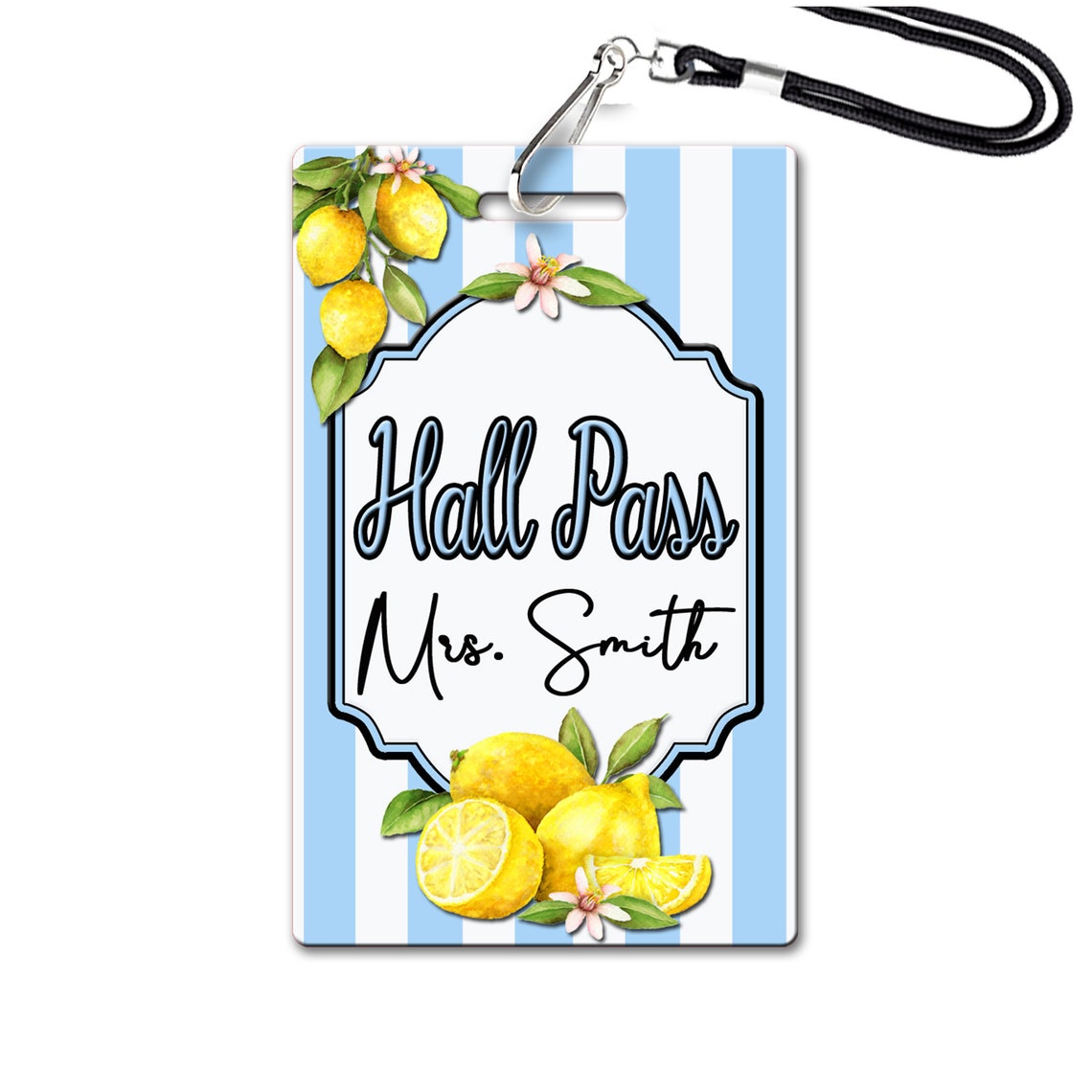 Lemons Theme Classroom Hall Passes for Teachers, Personalized, Hall ...