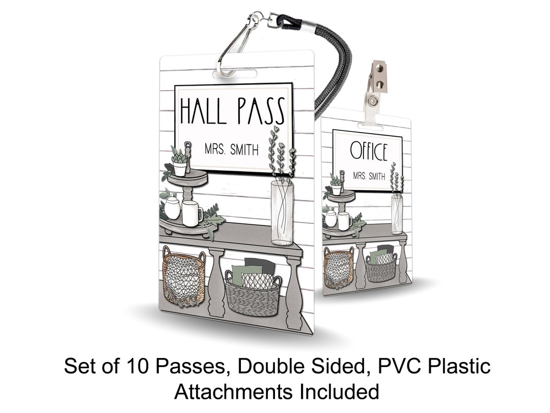 Shabby Chic Theme Classroom Hall Passes for Teachers, Personalized ...