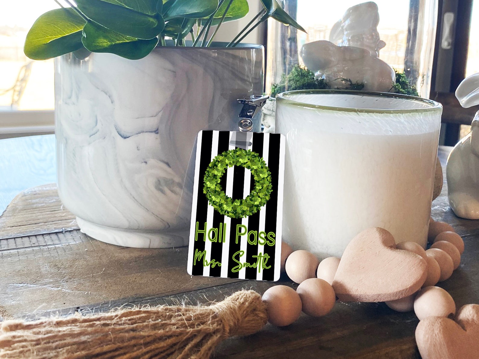 Boxwood Wreath Theme Classroom Hall Passes for Teachers | Etsy