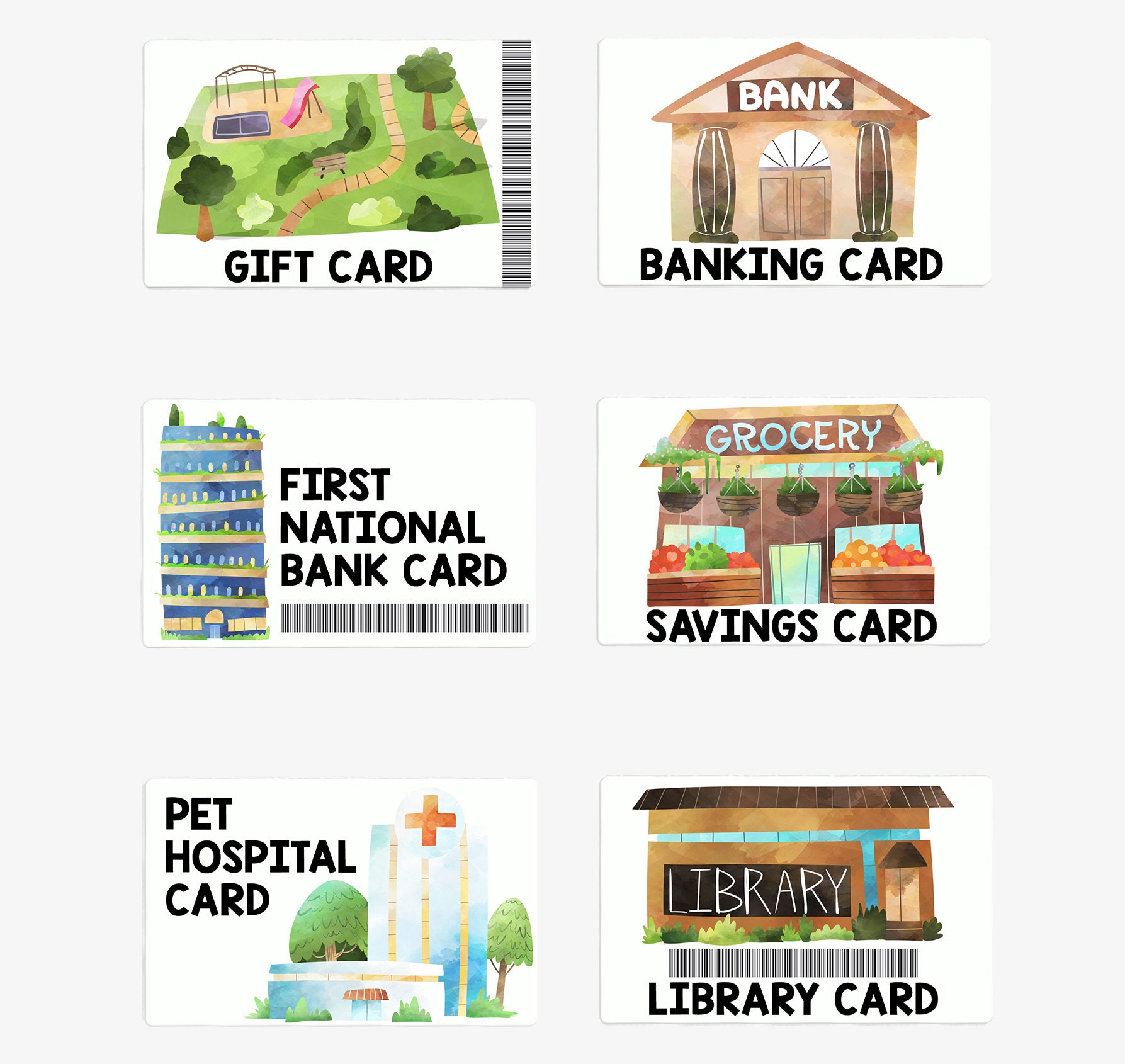 Dramatic Play Wallet Card Set (6 Cards), Pretend Play Kids Badges - Etsy