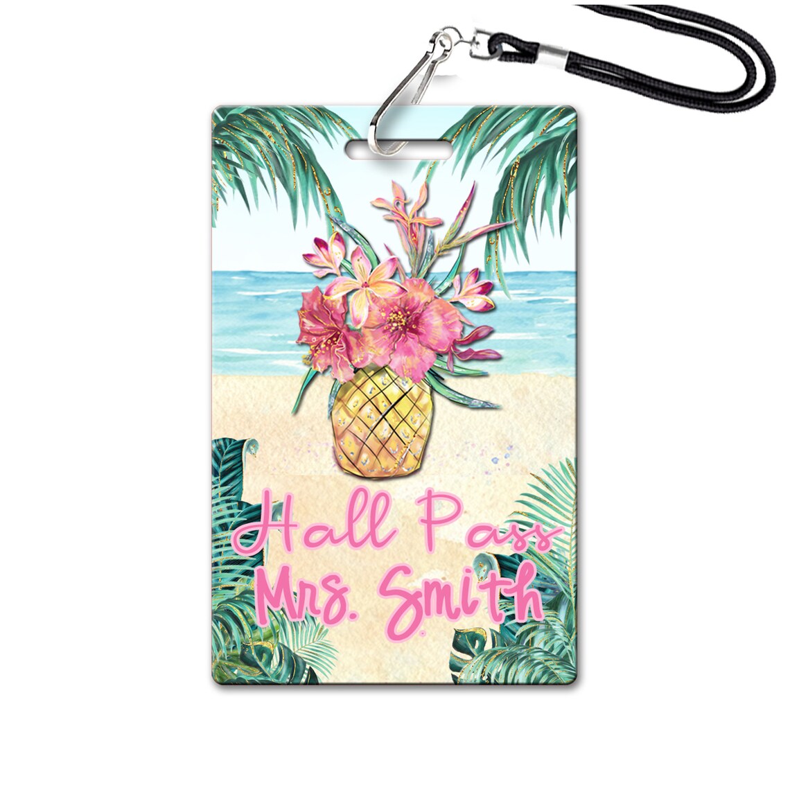 Tropical Getaway Theme Classroom Hall Passes for Teachers, Personalized ...