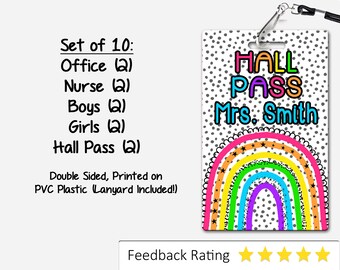 Rainbow Theme Classroom Hall Passes for Teachers | Etsy