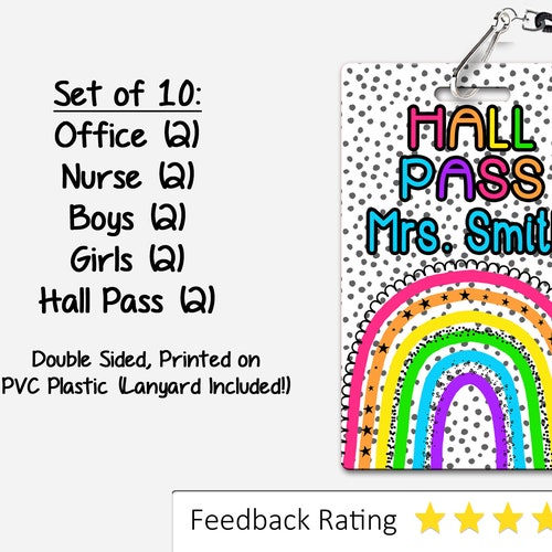Chevron Rainbow Theme Classroom Hall Passes for Teachers - Etsy