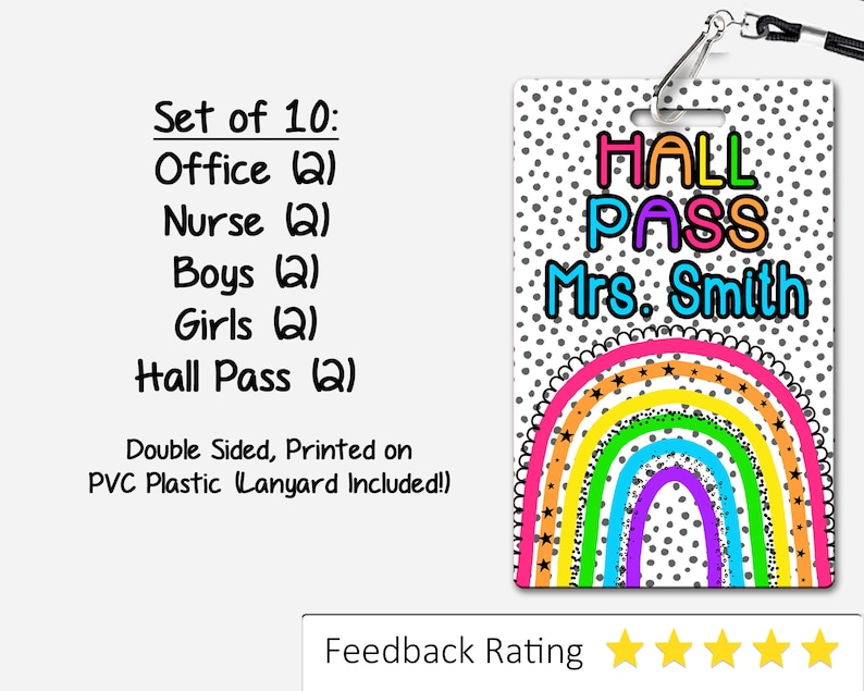 Painted Rainbow Theme Classroom Hall Passes for Teachers - Etsy