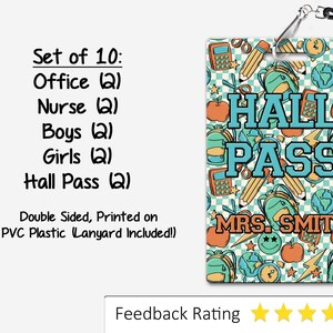 School Supplies Theme Classroom Hall Passes for Teachers, Personalized ...