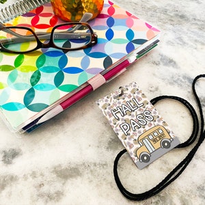 School Bus Theme Classroom Hall Passes for Teachers, Personalized, Set ...