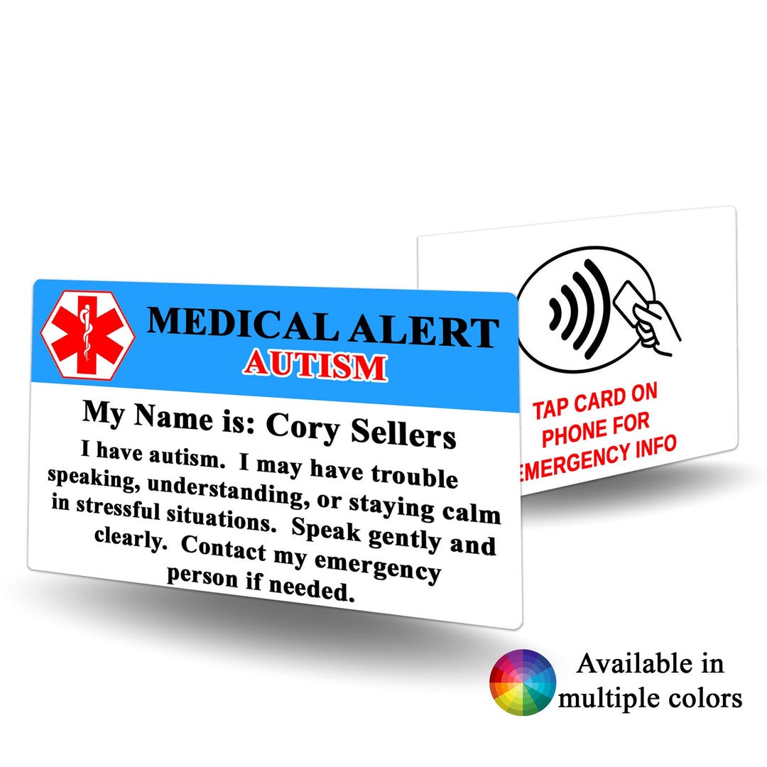 NFC Medical Alert Autism Contact Card - Autism Alert, Medical Alert ...