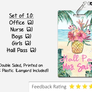 Tropical Getaway Theme Classroom Hall Passes for Teachers, Personalized ...