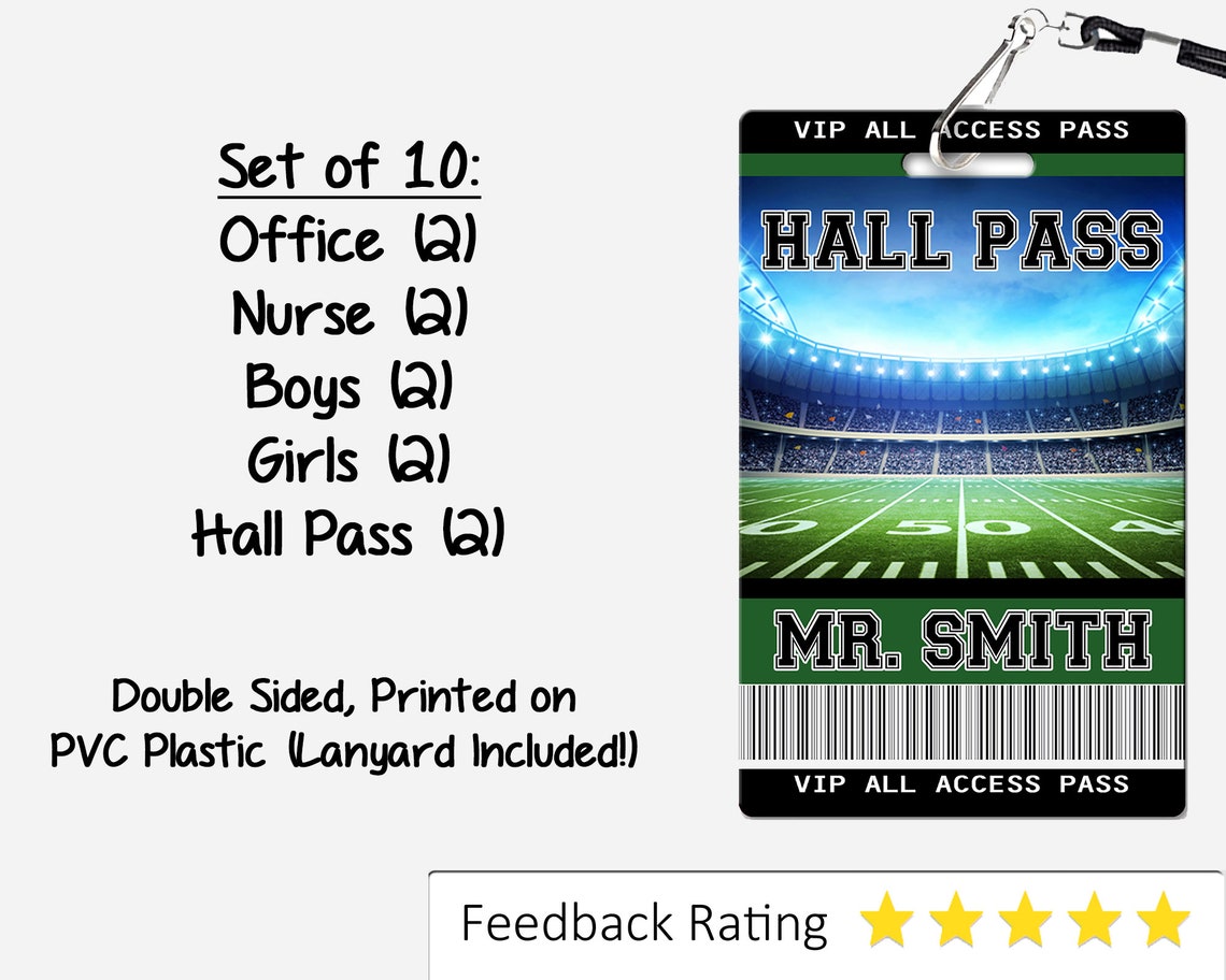 Football Theme Classroom Hall Passes for Teachers | Etsy
