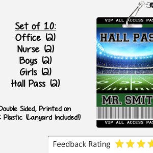 Football Theme Classroom Hall Passes for Teachers, Personalized, Hall ...