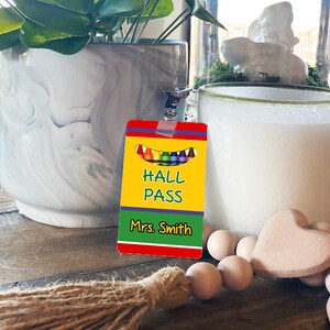 Crayon Theme Classroom Hall Passes for Teachers, Personalized, Set of ...