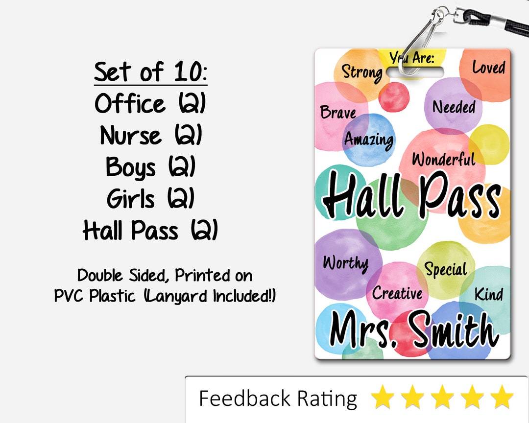 Watercolor Words Theme Classroom Hall Passes for Teachers - Etsy