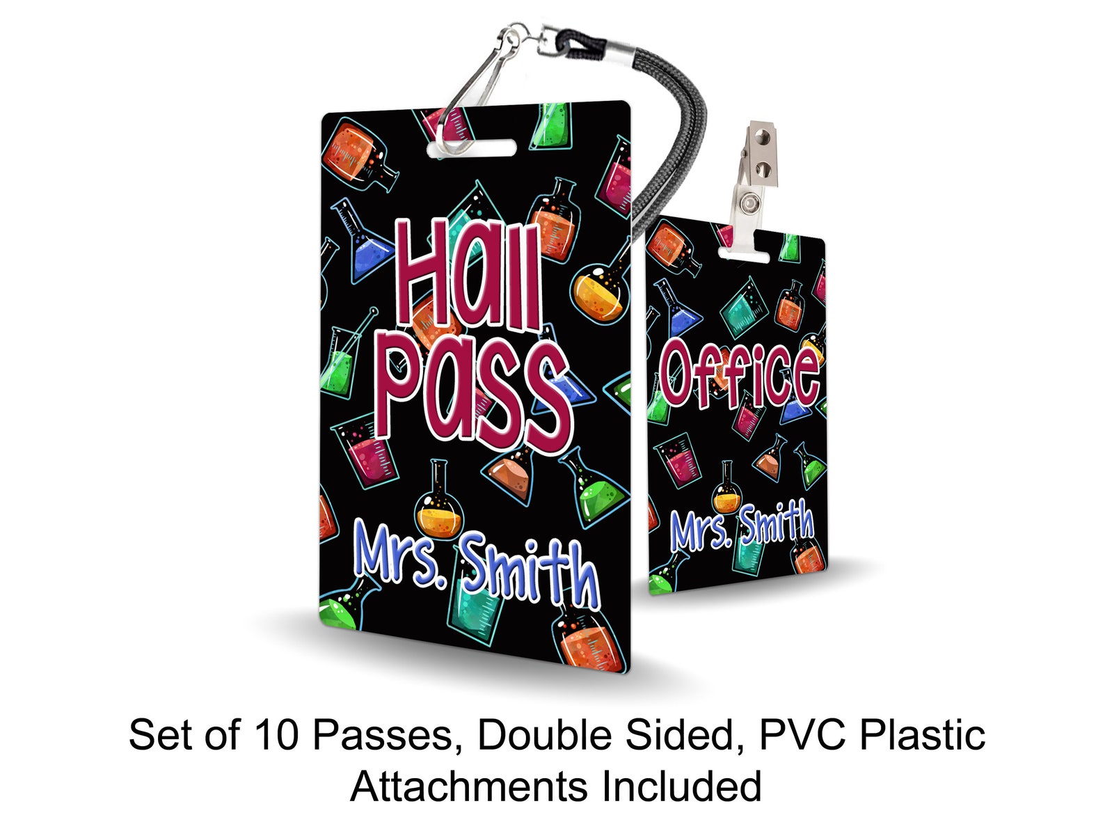 Science Beakers Theme Classroom Hall Passes for Teachers, Personalized ...
