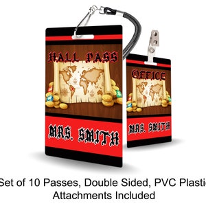 Pirate Theme Classroom Hall Passes for Teachers, Personalized, Set of ...
