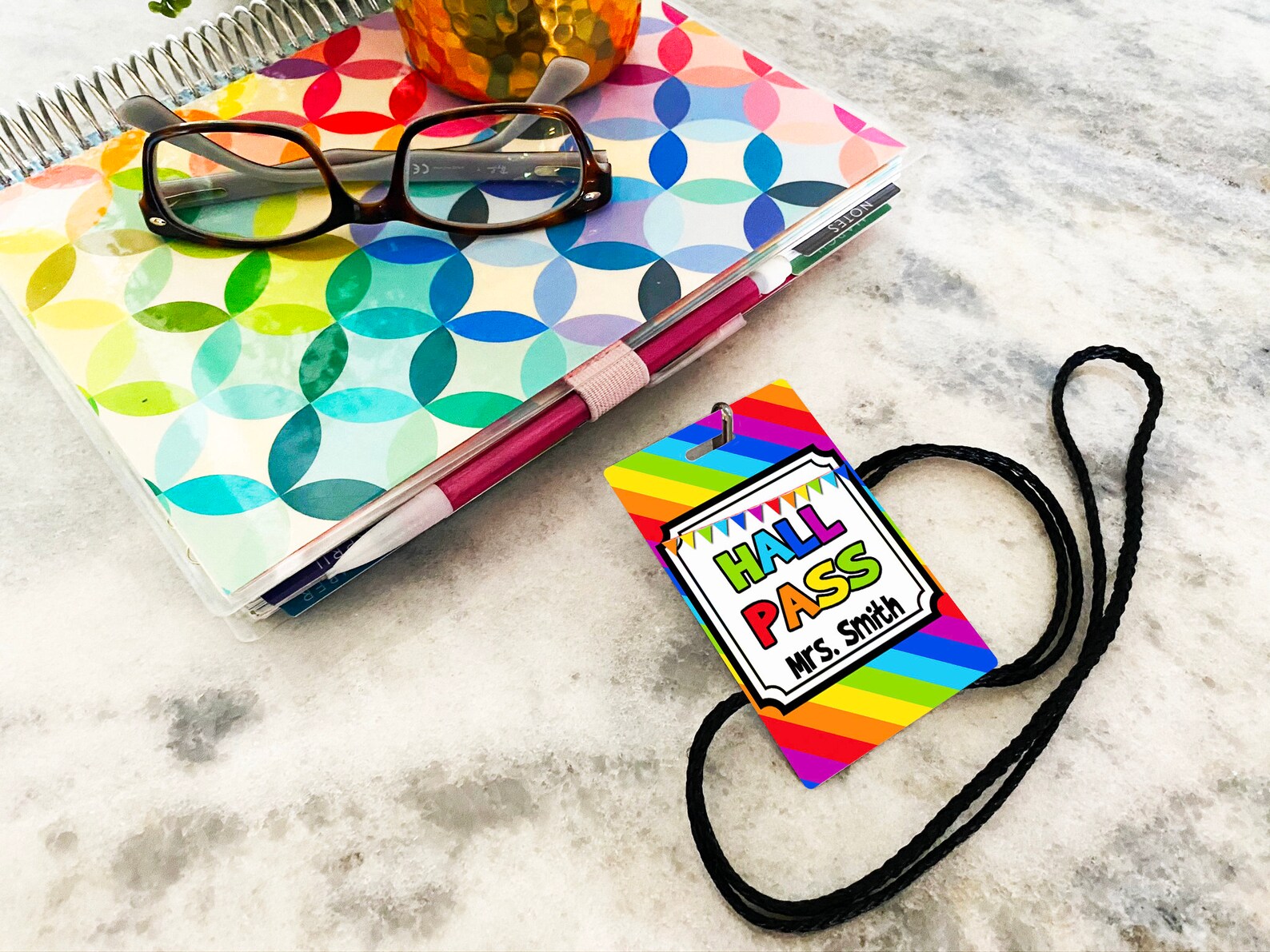 Rainbow Theme Classroom Hall Passes for Teachers, Personalized, Set of ...