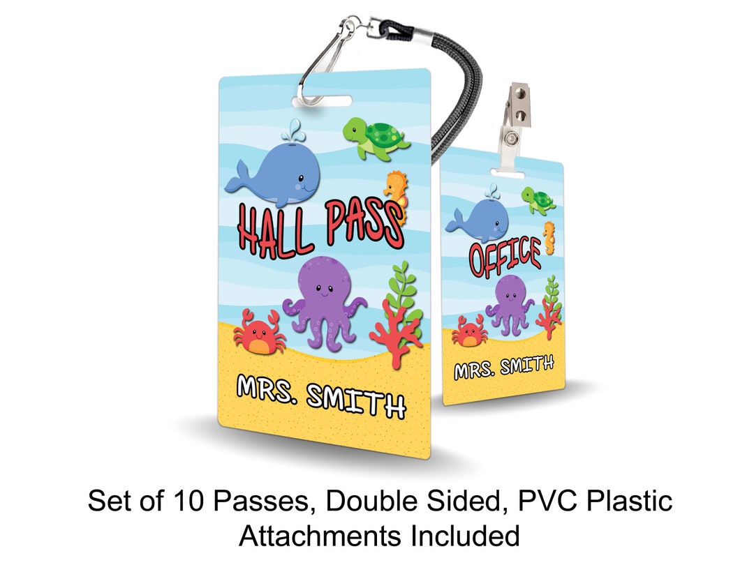 Under the Sea Theme Classroom Hall Passes for Teachers, Personalized ...