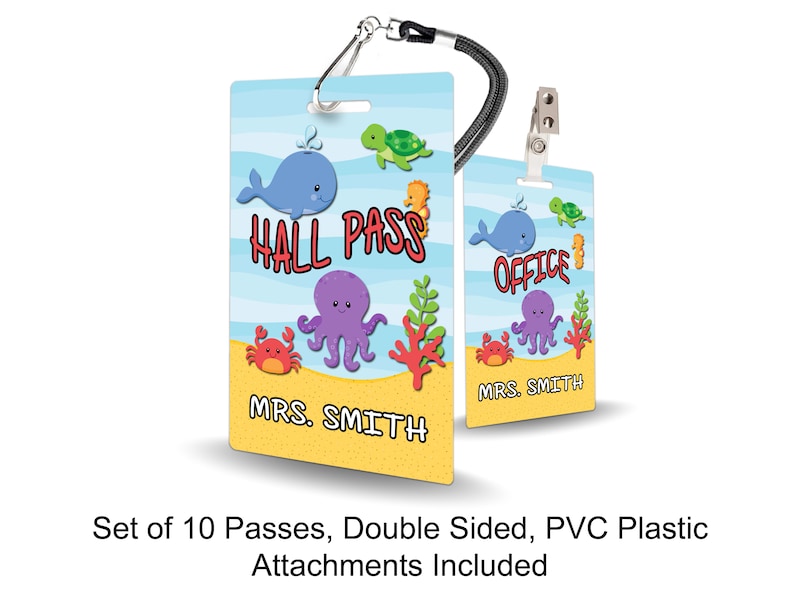 Under the Sea Theme Classroom Hall Passes for Teachers, Personalized ...