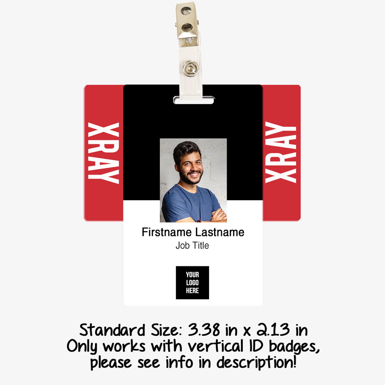 3inx2in Custom Horizontal Badge Buddy PLASTIC, for Vertical ID Cards ...