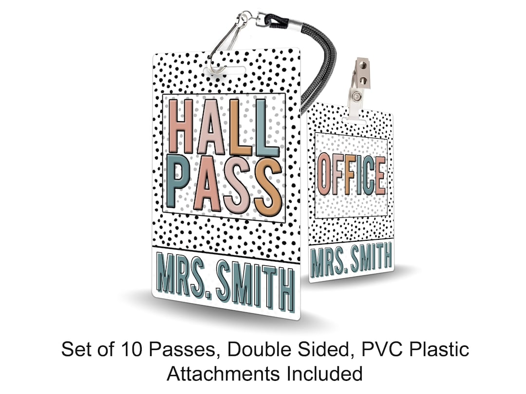 Boho Vibes Theme Classroom Hall Passes for Teachers, Personalized, Set ...