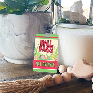 Succulent Theme Classroom Hall Passes for Teachers, Personalized, Hall ...