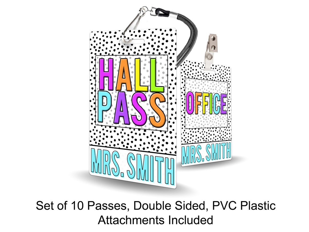 Boho Brights Theme Classroom Hall Passes for Teachers, Personalized ...