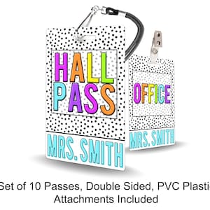 Boho Brights Theme Classroom Hall Passes for Teachers, Personalized ...