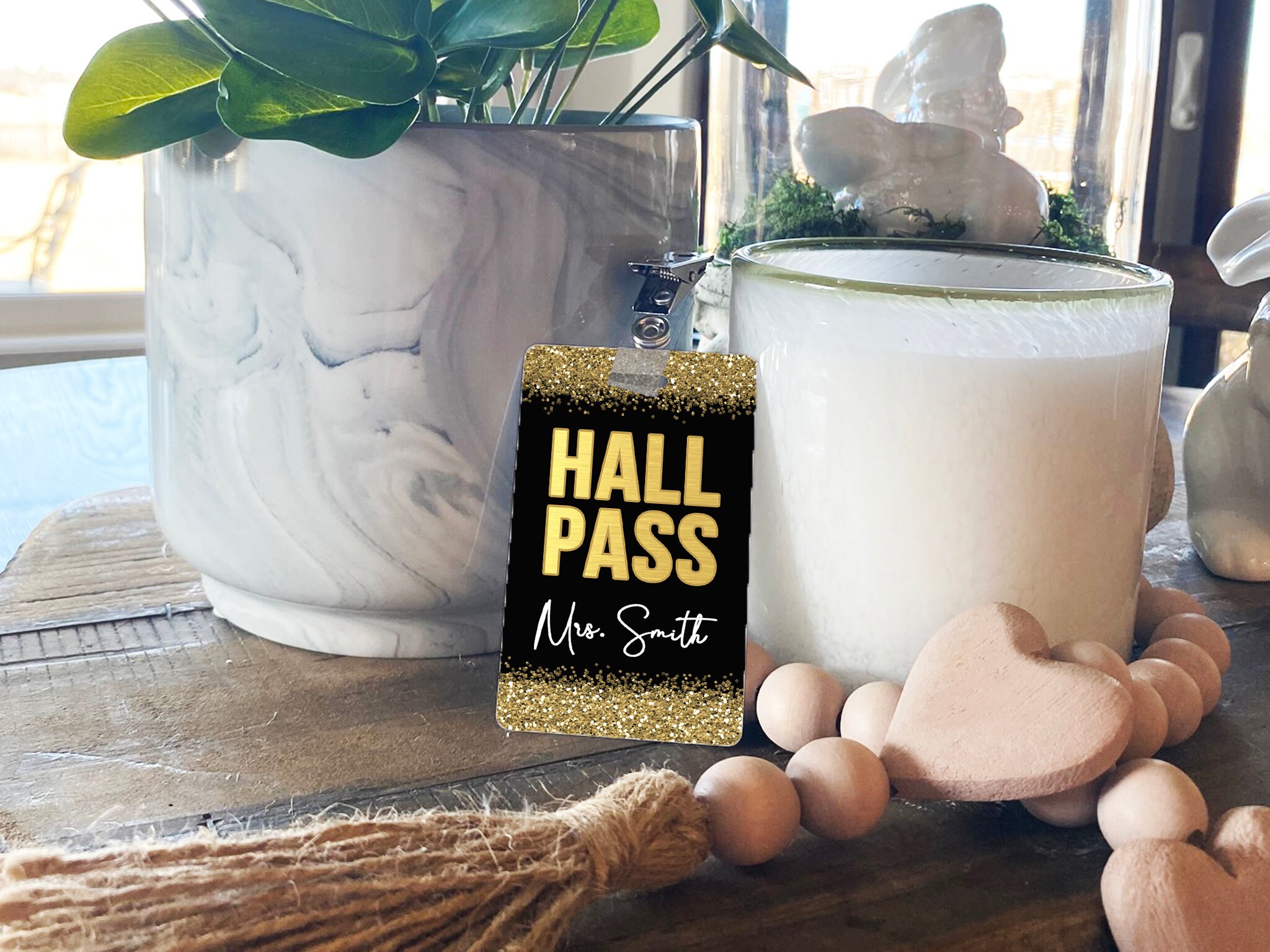 Gold Theme Classroom Hall Passes for Teachers, Personalized, Set of 10 ...