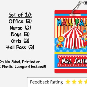 Circus Carnival Theme Classroom Hall Passes for Teachers, Personalized ...