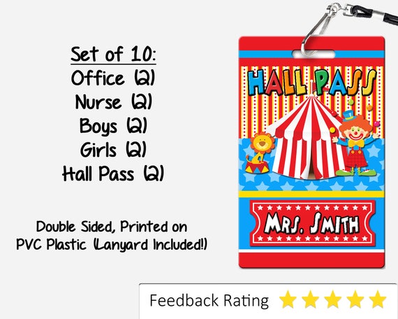 Circus Carnival Theme Classroom Hall Passes for Teachers | Etsy