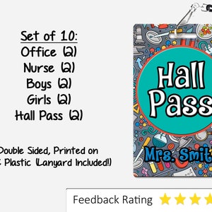 Science Theme Classroom Hall Passes for Teachers, Personalized, Set of ...