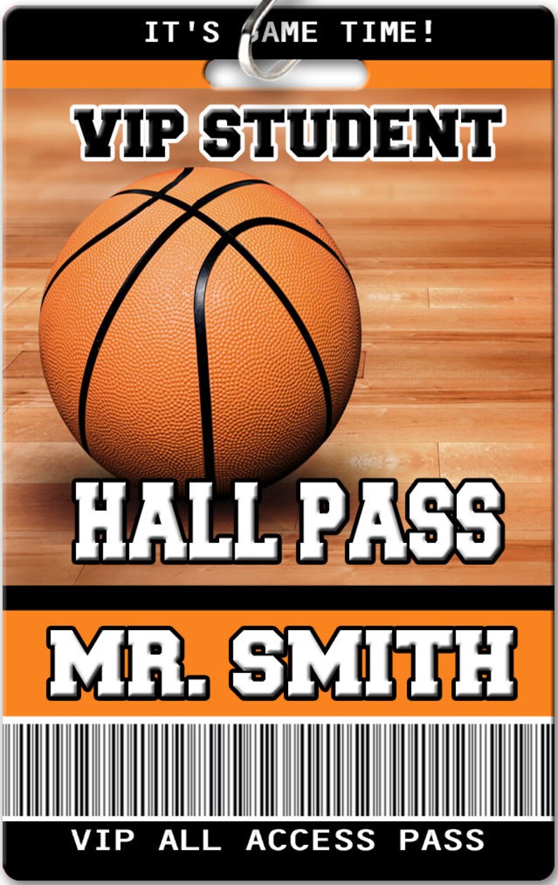 Basketball Theme Classroom Hall Passes for Teachers, Personalized, Set ...