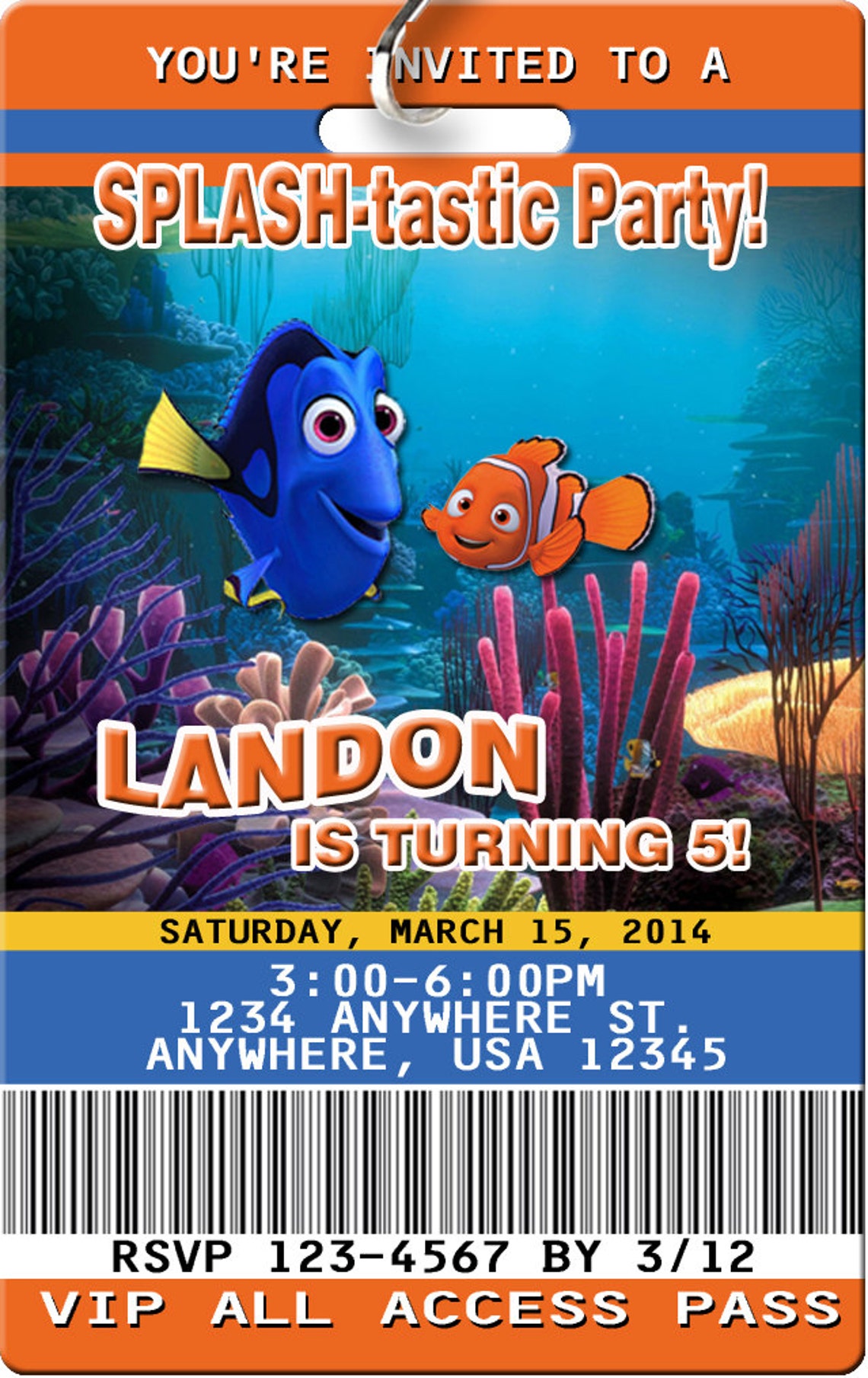 Finding Nemo Invitation PLASTIC Finding Nemo Finding Nemo | Etsy