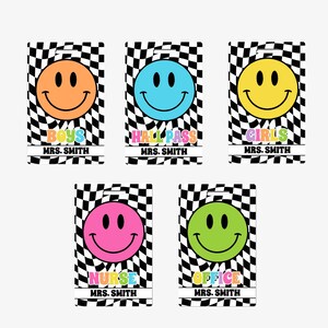 Smiley Face Theme Classroom Hall Passes for Teachers, Personalized, Set ...