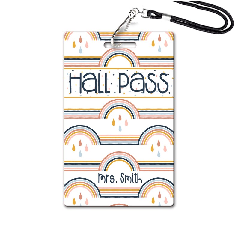 Boho Rainbow Theme Classroom Hall Pass Personalized Set of - Etsy