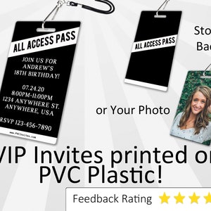 All Access Pass Birthday Invitation PLASTIC All Access Pass Birthday ...