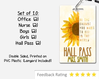 Sunflower Theme Classroom Hall Passes for Teachers | Etsy