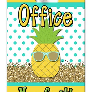 Pineapple Theme Classroom Hall Passes for Teachers, Personalized, Set ...