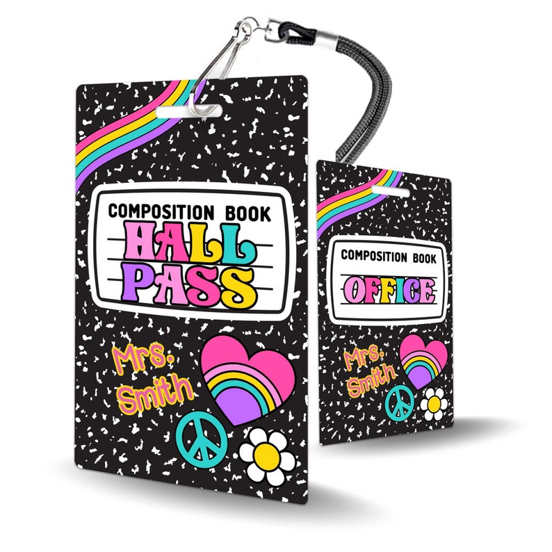 Composition Book With Flair Theme Classroom Hall Passes for Teachers ...
