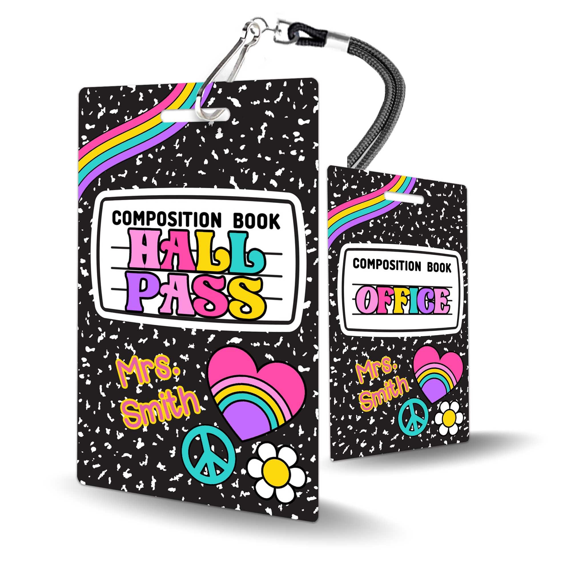 Composition Book With Flair Theme Classroom Hall Passes for Teachers ...