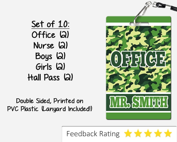 Camo Theme Classroom Hall Passes for Teachers Personalized - Etsy