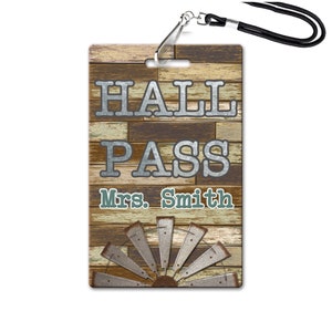 Farmhouse Theme Classroom Hall Passes for Teachers, Personalized, Hall ...
