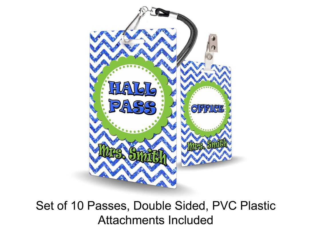 Preppy Chevron Theme Classroom Hall Passes for Teachers, Personalized ...