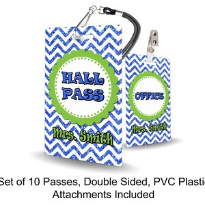 Preppy Chevron Theme Classroom Hall Passes for Teachers, Personalized ...
