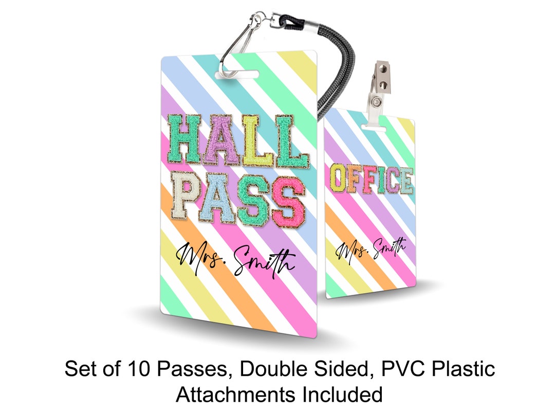 Varsity Theme Classroom Hall Passes for Teachers, Personalized, Hall ...