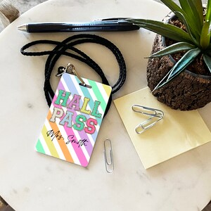 Varsity Theme Classroom Hall Passes for Teachers, Personalized, Hall ...