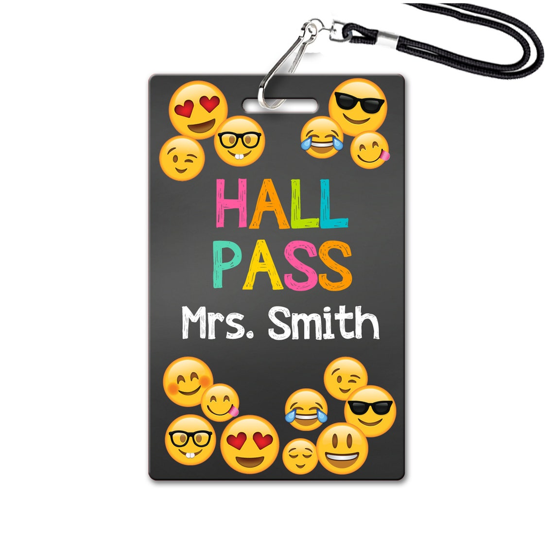 Emoji Theme Classroom Hall Passes for Teachers, Personalized, Hall Pass ...