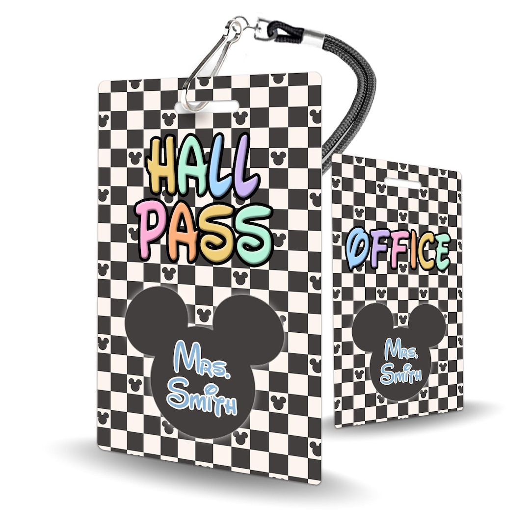 Pastel Mickey Theme Classroom Hall Passes for Teachers, Personalized ...