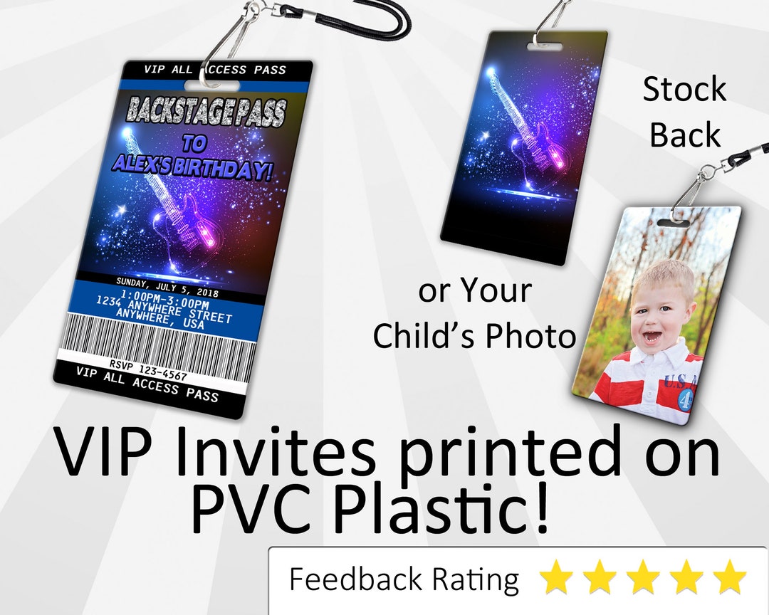 Backstage Pass Birthday Invitation PLASTIC Backstage Pass Birthday ...