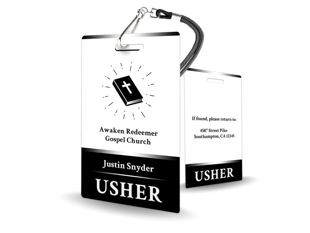 Custom Church Usher Badge: Personalized ID, Plastic Badge - Etsy