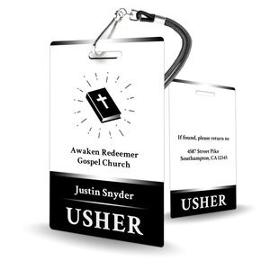 Church Usher Badge - Custom Badge, Usher ID, ID Badge, Personalized ...